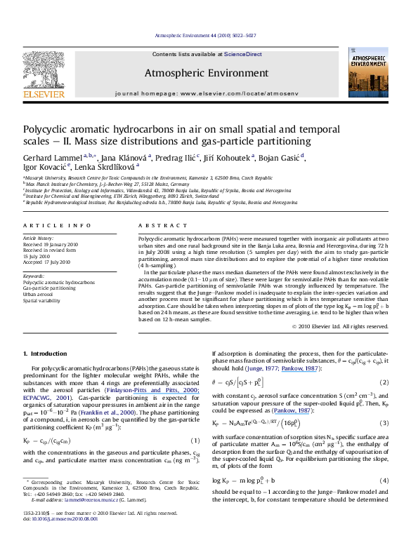 (PDF) Polycyclic aromatic hydrocarbons in air on small spatial and temporal scales – II. Mass ...