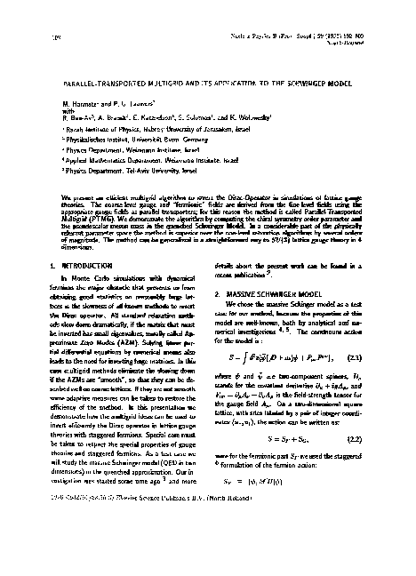(PDF) Parallel-transported multigrid and its application to the schwinger model