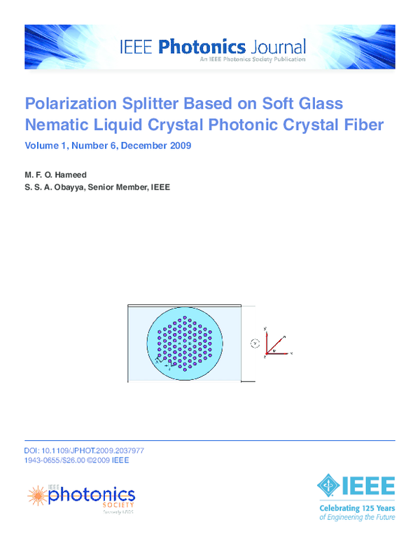(PDF) Polarization Splitter Based on Soft Glass Nematic Liquid Crystal Photonic Crystal Fiber
