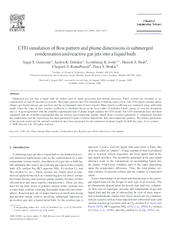 (PDF) CFD simulation of flow pattern and plume dimensions in submerged ...
