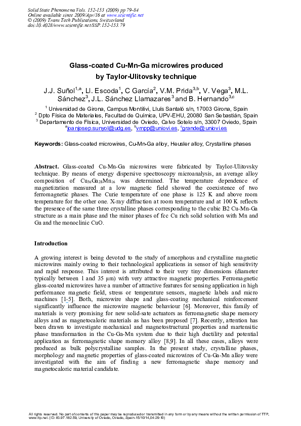 (PDF) Glass-Coated Cu-Mn-Ga Microwires Produced by Taylor-Ulitovsky ...