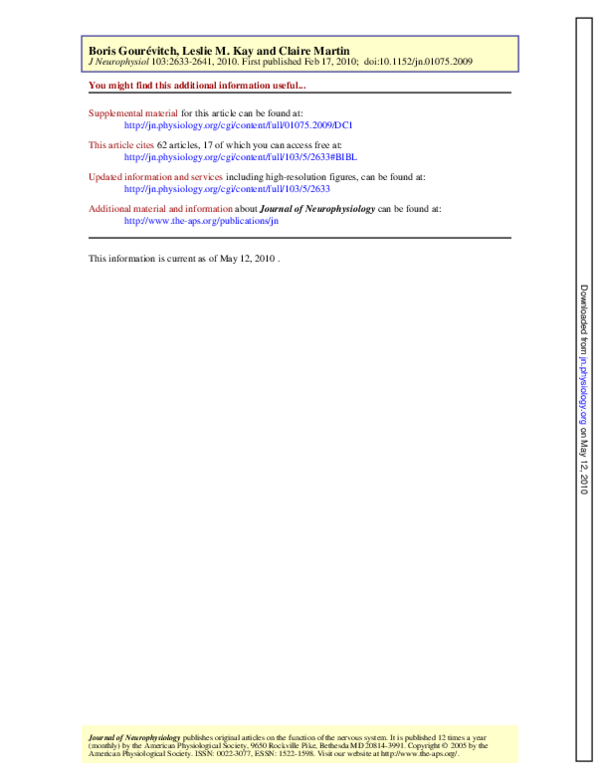 (PDF) Directional coupling from the olfactory bulb to the hippocampus ...