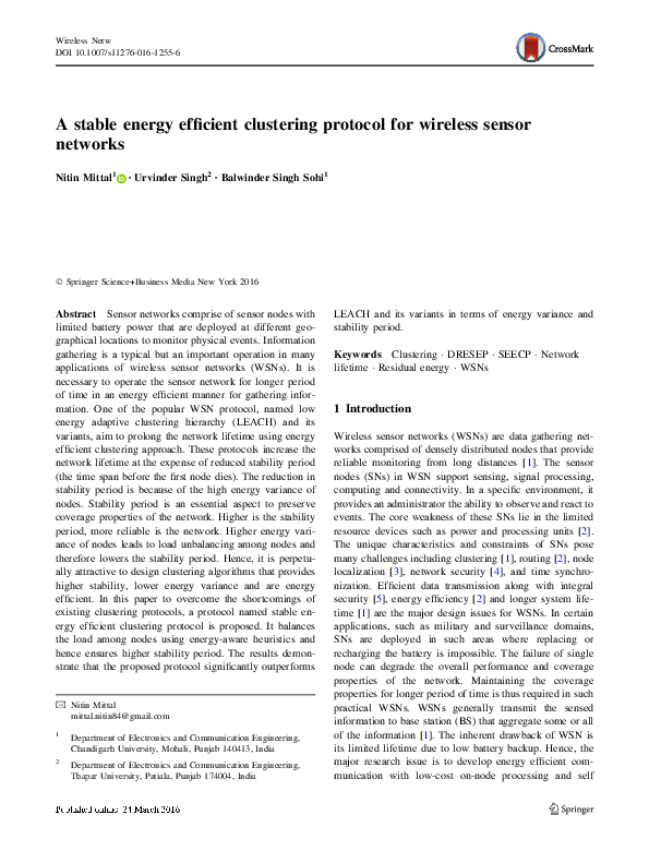 (PDF) A stable energy efficient clustering protocol for wireless sensor networks