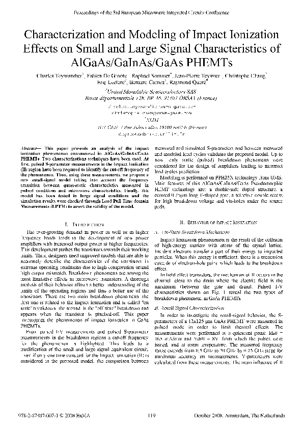 (PDF) Characterization and Modeling of Impact Ionization Effects on Small and Large Signal ...
