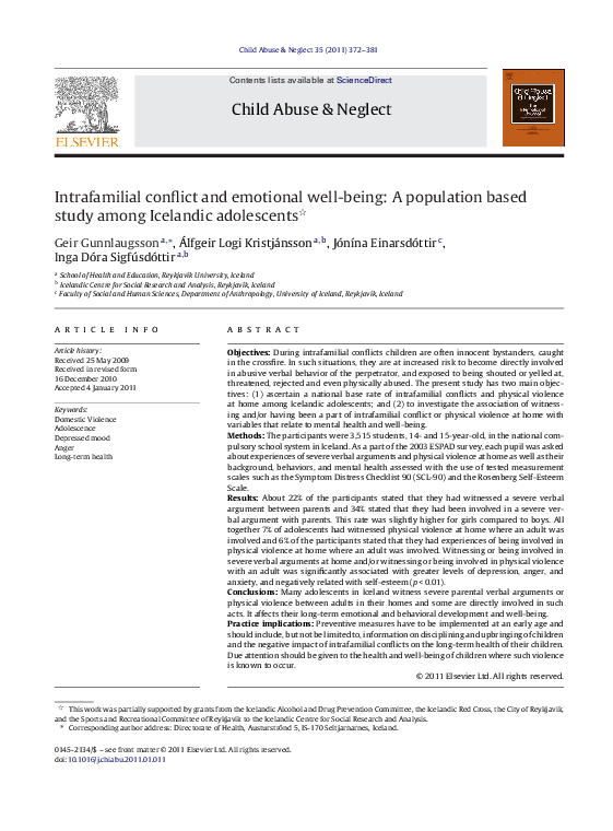 (PDF) Intrafamilial conflict and emotional well-being: A population ...