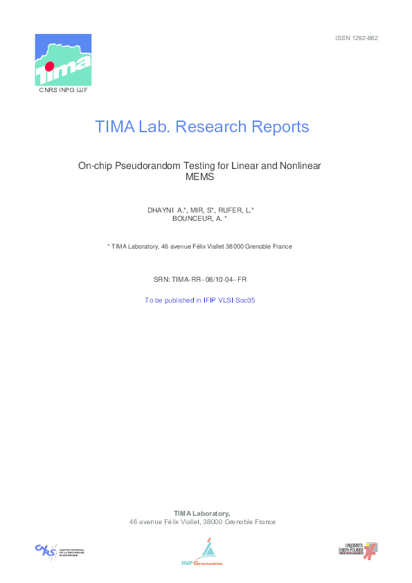 On Chip Pseudorandom Testing For Linear And Nonlinear Mems