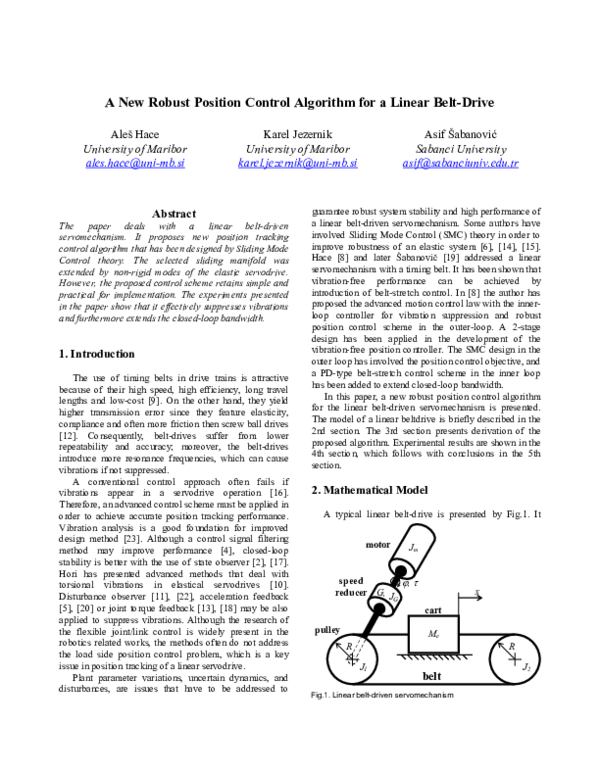 (PDF) A new robust position control algorithm for a linear belt-drive