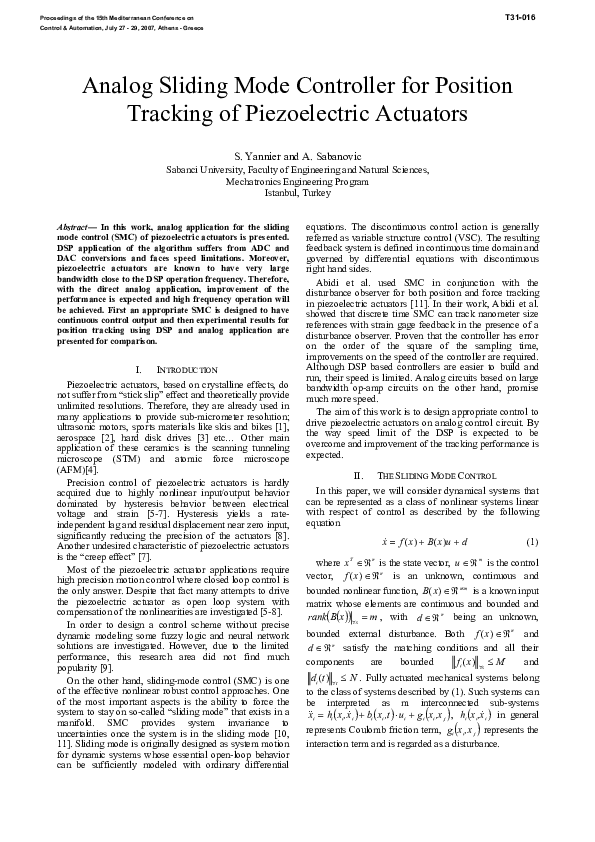 (PDF) Analog sliding mode controller for position tracking of ...