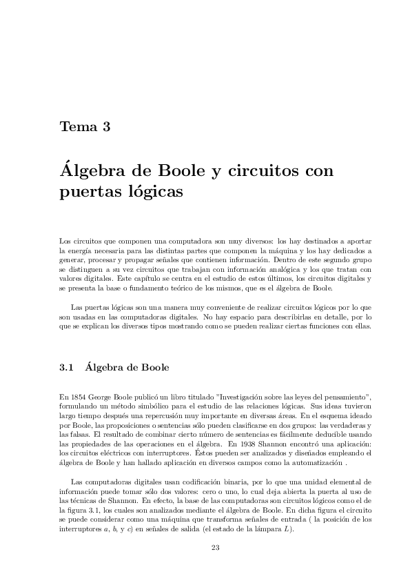 (PDF) Algebra de Boole y circuitos con puertas lógicas