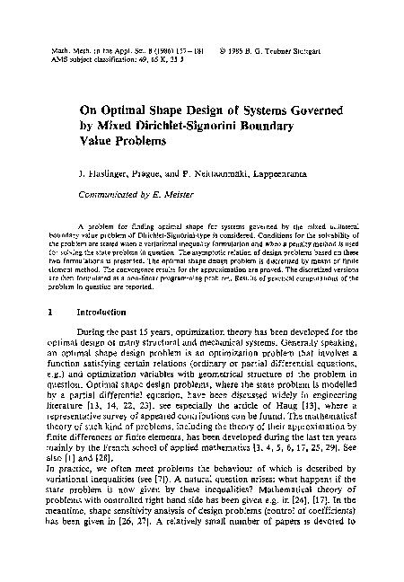 (PDF) On optimal shape design of systems governed by mixed Dirichlet-Signorini boundary value ...