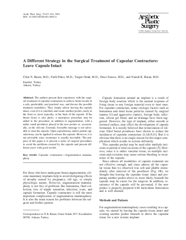 Pdf A Different Strategy In The Surgical Treatment Of Capsular