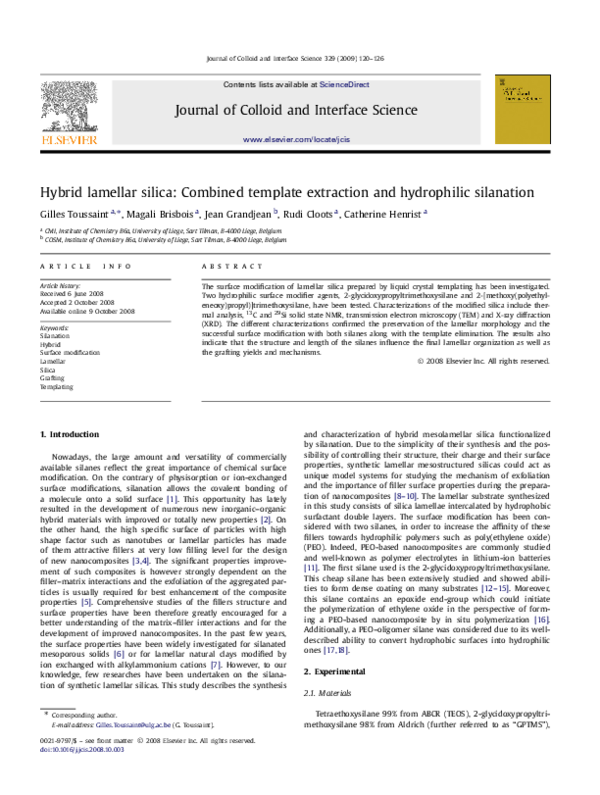 (PDF) Hybrid lamellar silica: Combined template extraction and ...