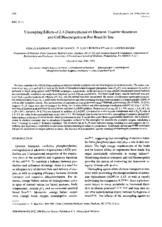 (PDF) Uncoupling effects of 2,4-dinitrophenol on electron transfer ...