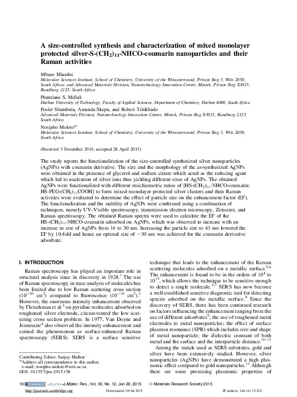 (PDF) A size-controlled synthesis and characterization of mixed ...
