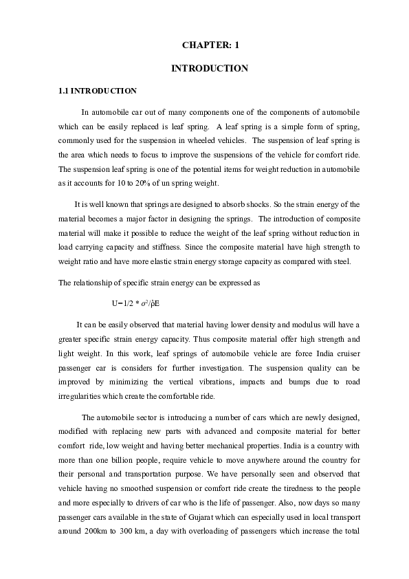 (DOC) Design and Fabrication of Composite leaf spring