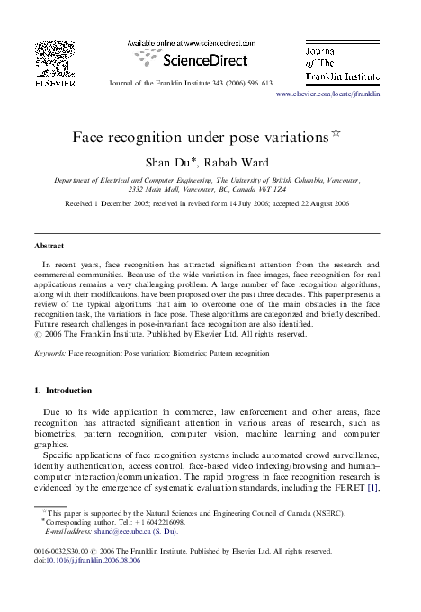 Pdf Face Recognition Under Pose Variations