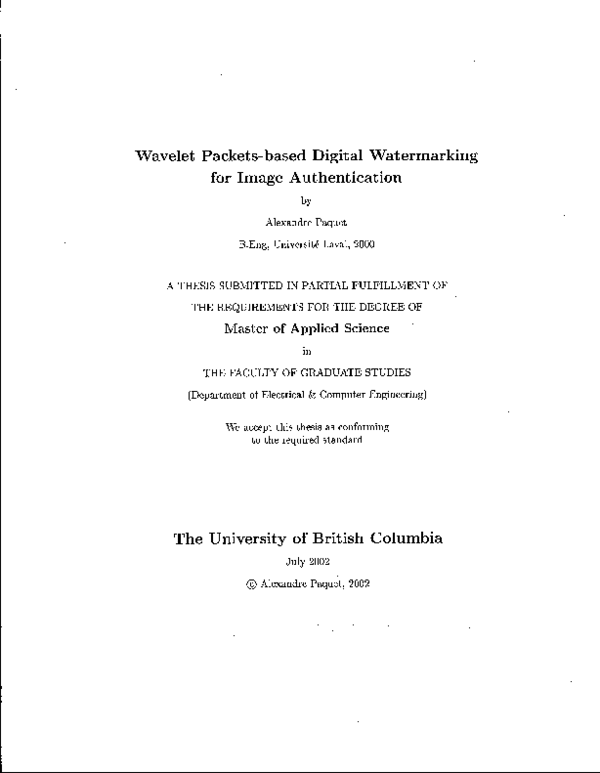 Pdf Wavelet Based Digital Watermarking For Image Authentication Rabab Ward And Alexandre 