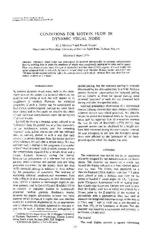 (PDF) Conditions for motion flow in dynamic visual noise