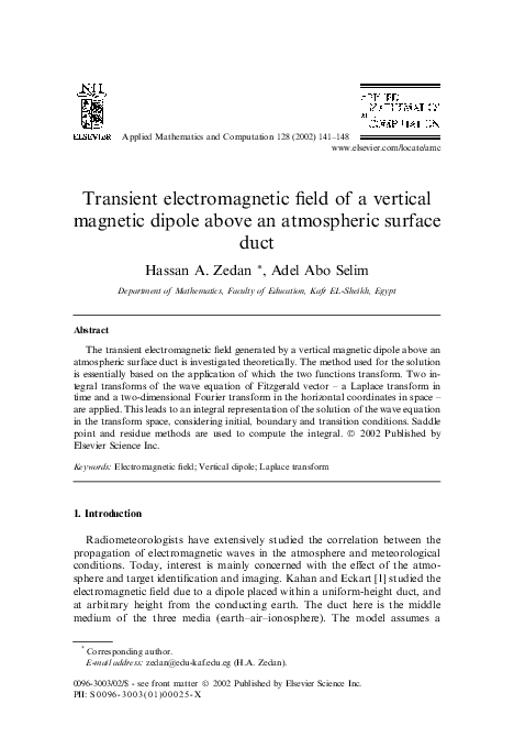 Pdf Transient Electromagnetic Field Of A Vertical Magnetic Dipole