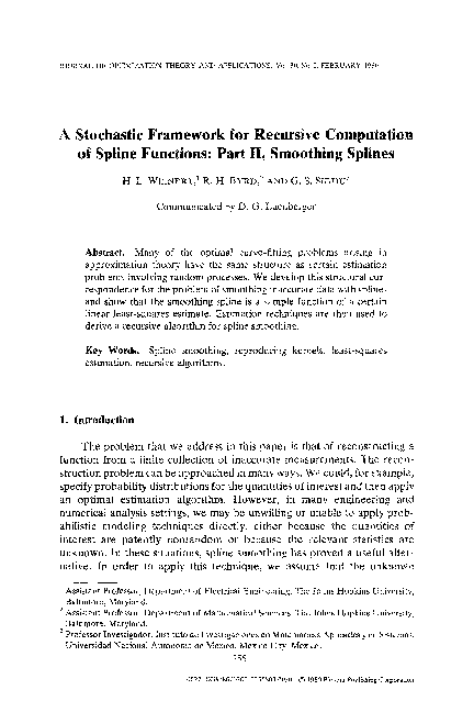 (PDF) A stochastic framework for recursive computation of spline functions: Part II, smoothing ...