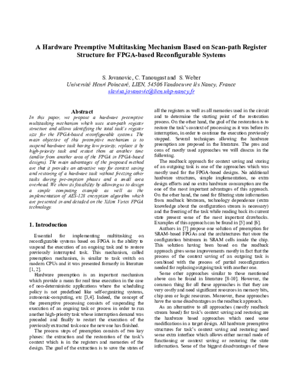 (PDF) A hardware preemptive multitasking mechanism based on scan-path ... (PDF) A hardware preemptive multitasking mechanism based on scan-path ...