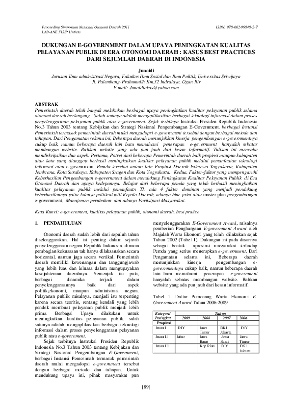 (PDF) DUKUNGAN E-GOVERNMENT DALAM UPAYA PENINGKATAN KUALITAS PELAYANAN PUBLIK DI ERA OTONOMI ...