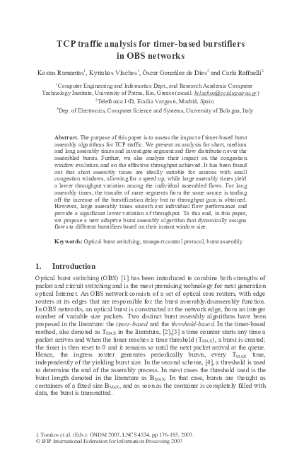 (PDF) TCP Traffic Analysis for Timer-Based Burstifiers in OBS Networks