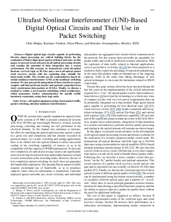 (PDF) Ultrafast nonlinear interferometer (UNI)-based digital optical ...