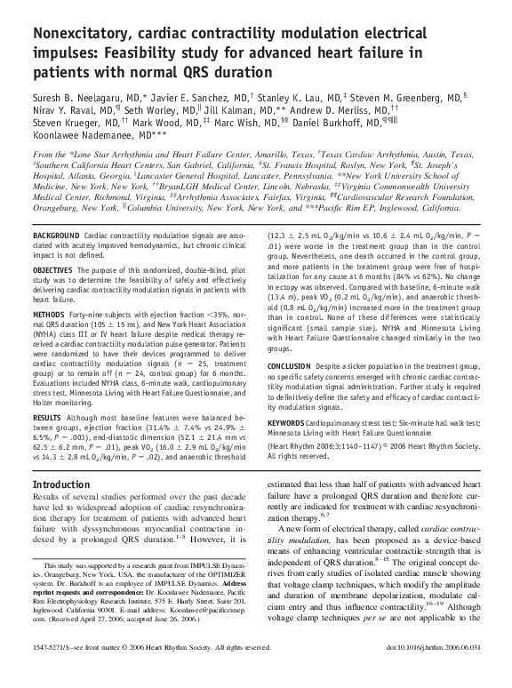 (PDF) Non-Excitatory, Cardiac Contractility Modulation Electrical Impulses: Feasibility Study ...
