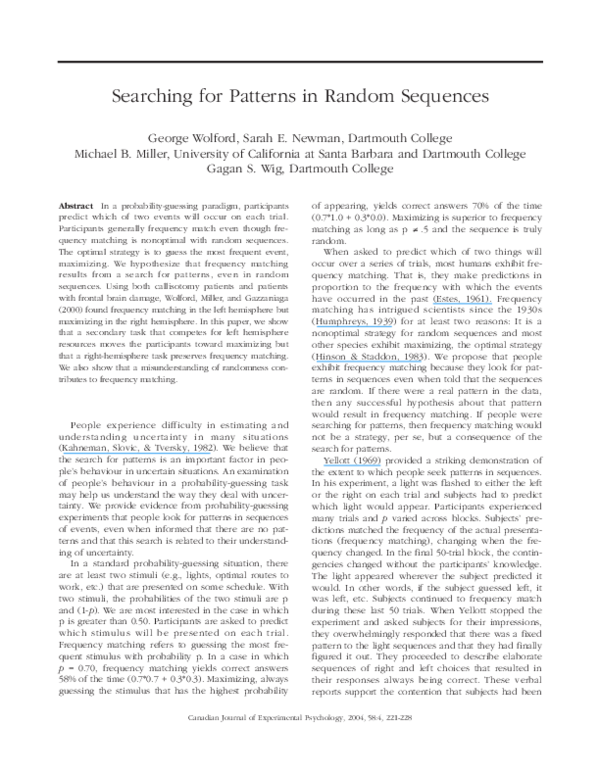 (PDF) Searching for Patterns in Random Sequences