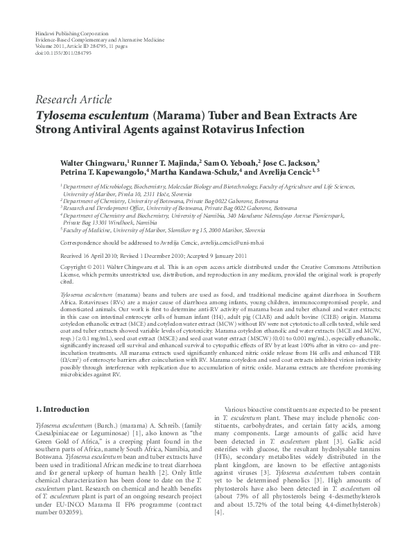 (PDF) Tylosema esculentum (Marama) Tuber and Bean Extracts Are Strong ...