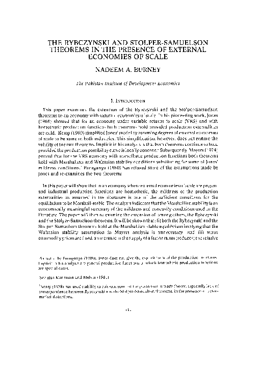 (PDF) The Rybczynski and Stolper-Samuelson Theorems in the Presence of ...