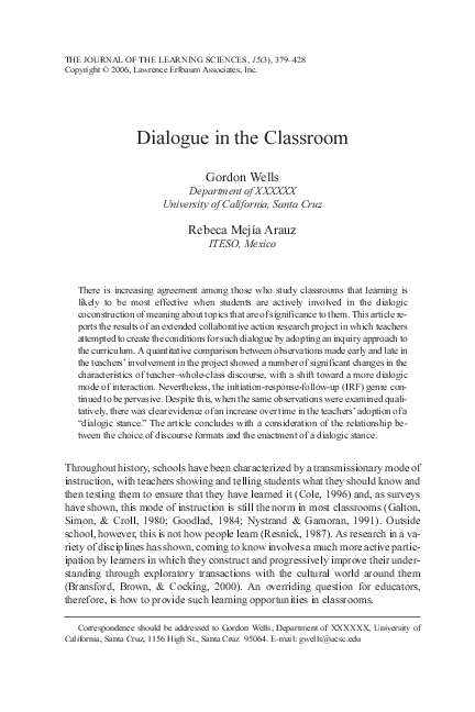 (PDF) Dialogue in the Classroom