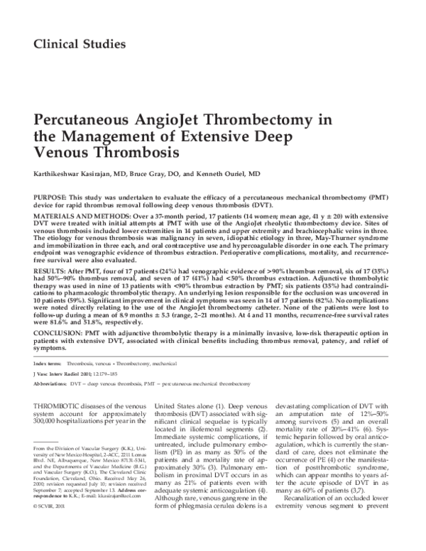 (PDF) Percutaneous AngioJet Thrombectomy in the Management of Extensive ...