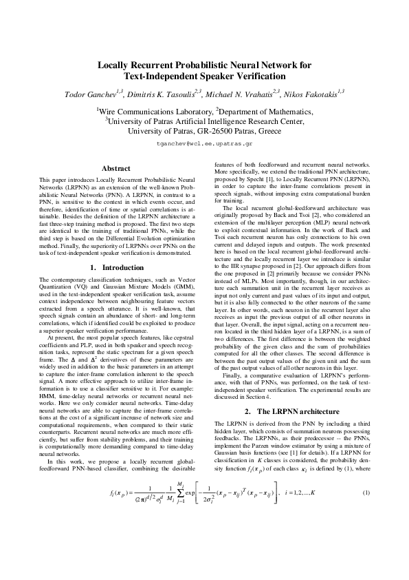 (PDF) Locally recurrent probabilistic neural network for text-independent speaker verification ...