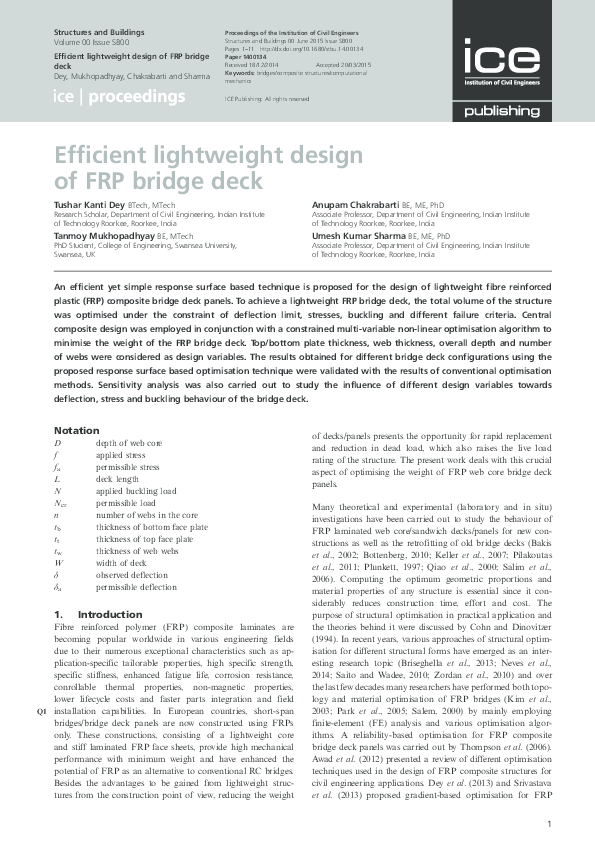 (PDF) Efficient lightweight design of FRP bridge deck