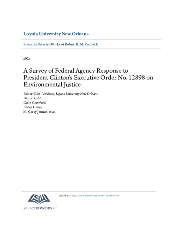 (PDF) A Survey of Federal Agency Response to President Clinton's ...