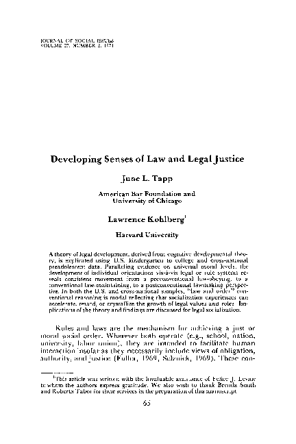 (PDF) Developing Senses of Law and Legal Justice