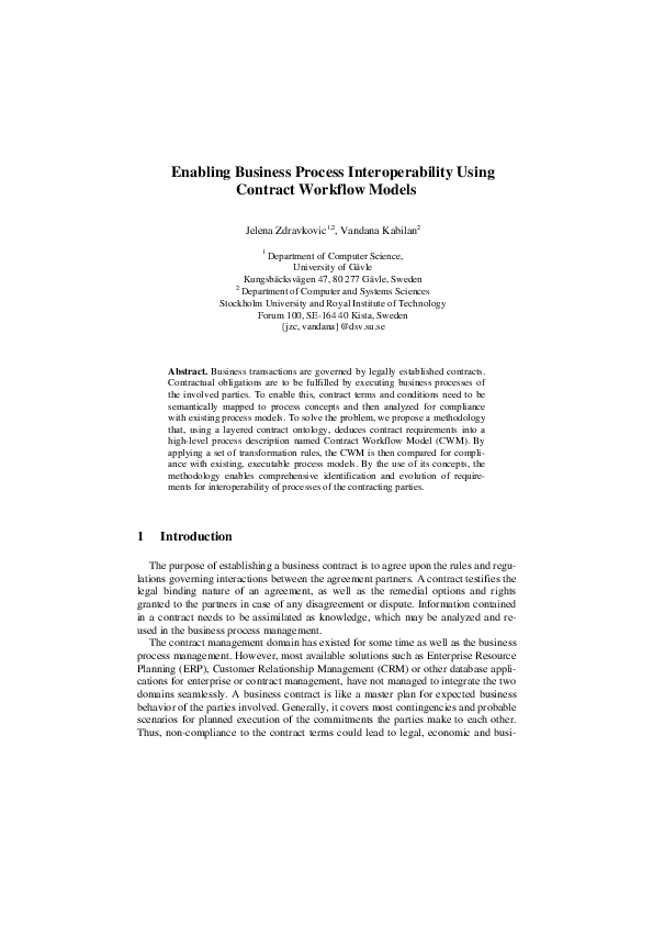 (PDF) Enabling Business Process Interoperability Using Contract ...