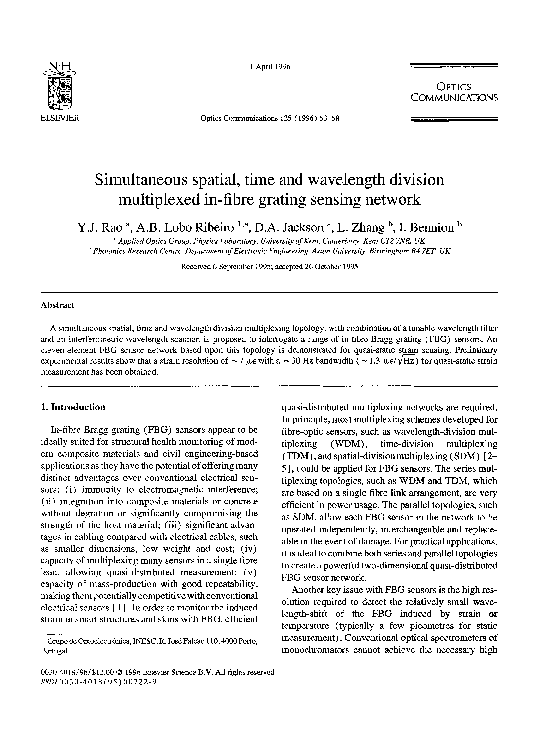 Pdf Simultaneous Spatial Time And Wavelength Division Multiplexed In Fibre Grating Sensing