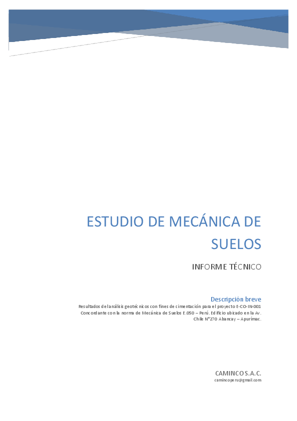 (PDF) ESTUDIO DE MECÁNICA DE SUELOS INFORME TÉCNICO