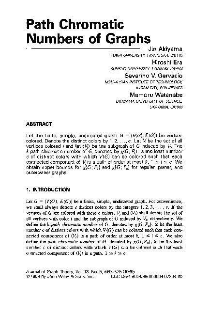 (PDF) Path chromatic numbers of graphs