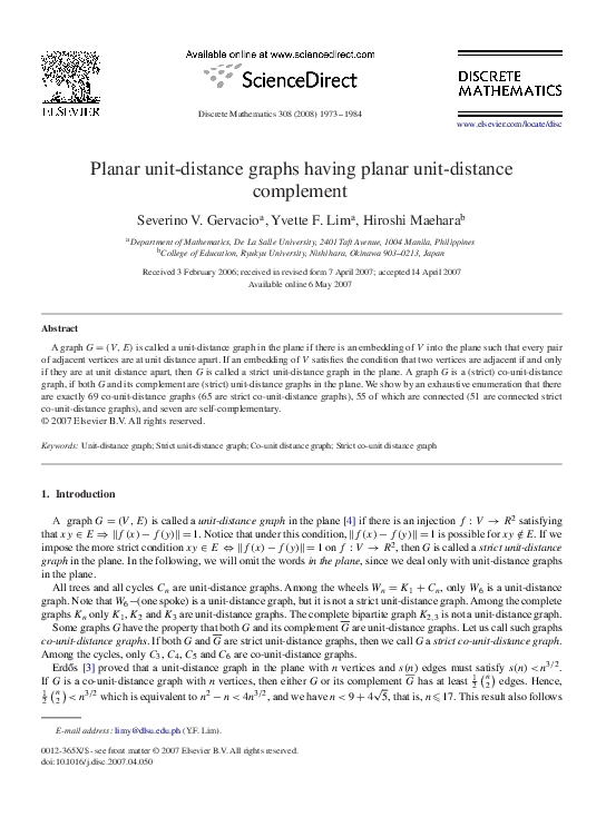 (PDF) Planar unit-distance graphs having planar unit-distance complement