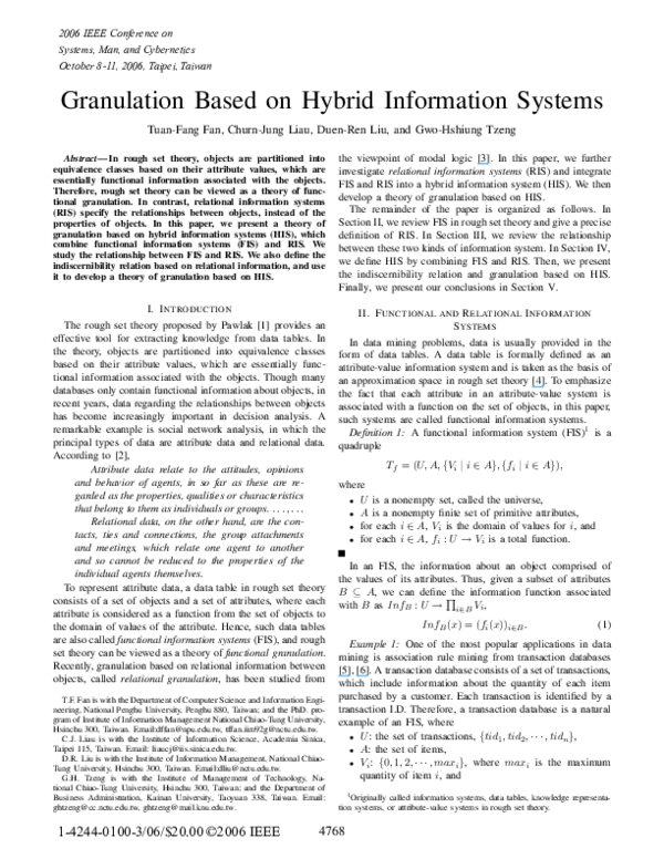 (PDF) Granulation based on hybrid information systems | Gwo-Hshiung Tzeng - Academia.edu