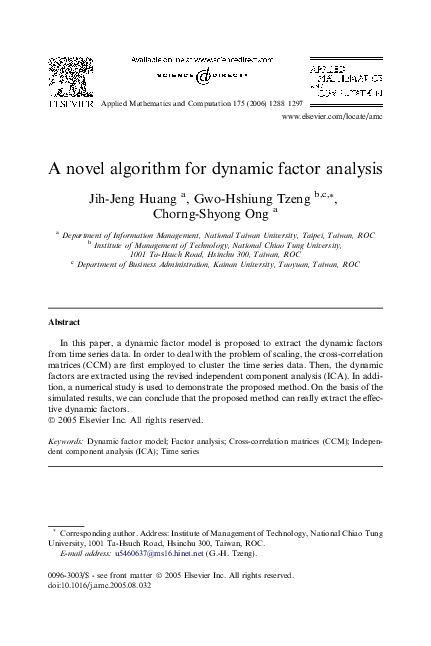 (PDF) A novel algorithm for dynamic factor analysis