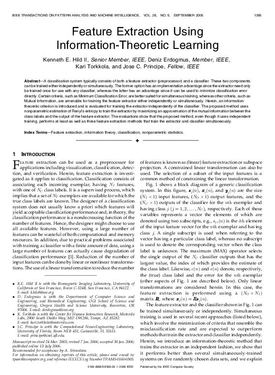 (PDF) Information-Theoretic Feature Extraction Approach