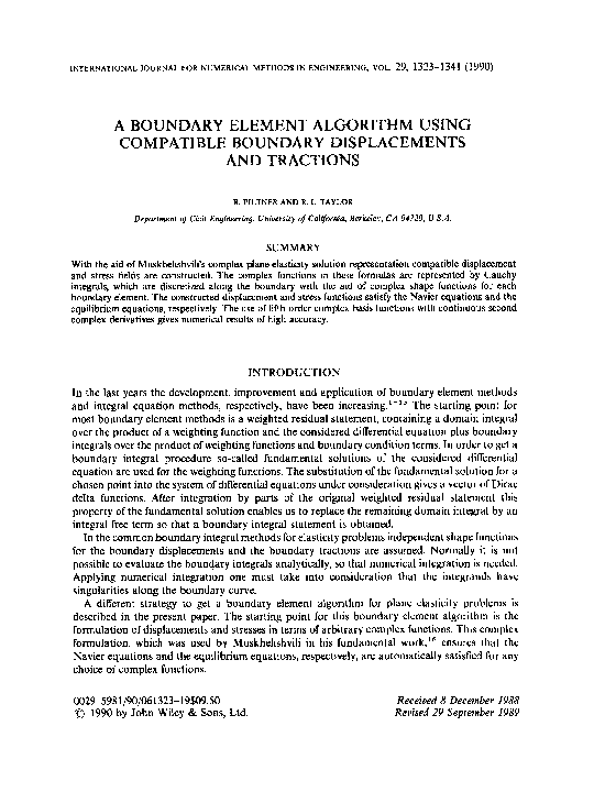 Pdf A Boundary Element Algorithm Using Compatible Boundary