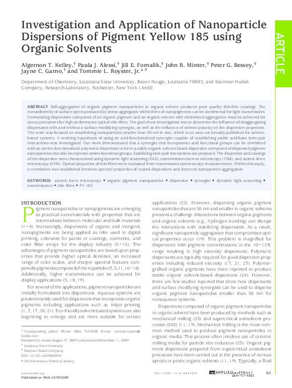 (PDF) Investigation and Application of Nanoparticle Dispersions of ...