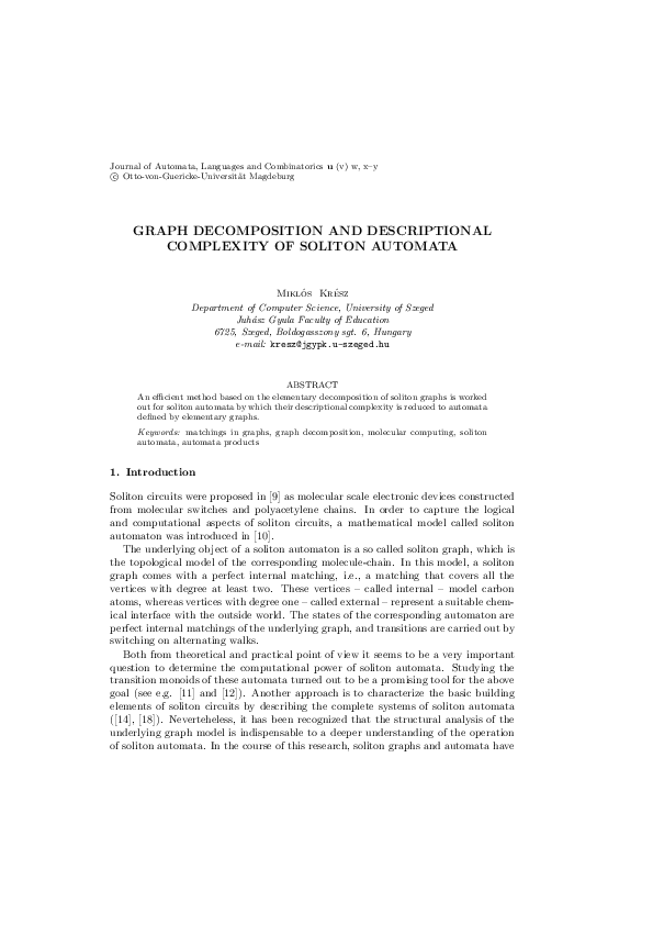 (PDF) Graph Decomposition and Descriptional Complexity of Soliton Automata