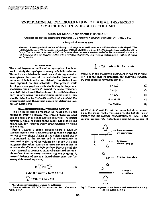(PDF) Experimental determination of axial dispersion coefficient in a ...